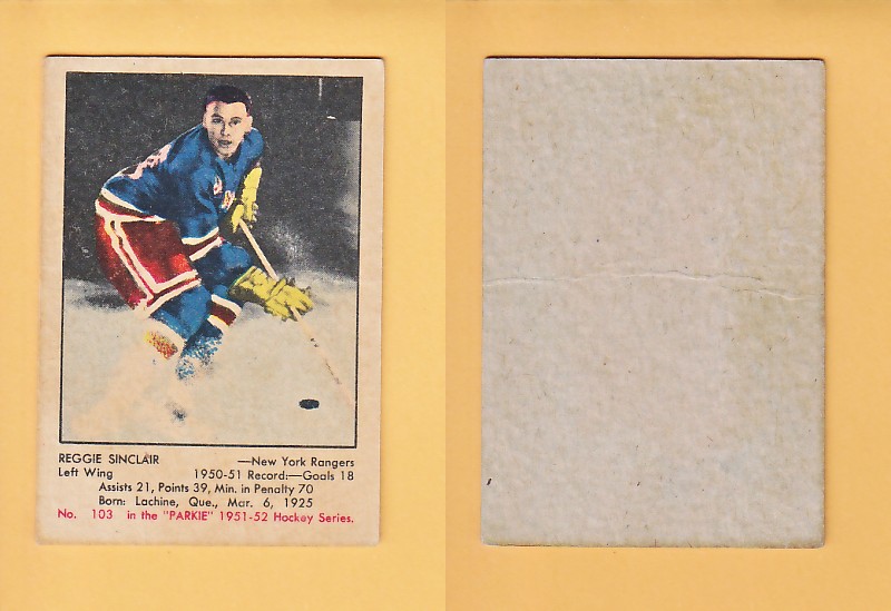 CS92585538 :: 1951-52 PARKHURST HOCKEY CARD # 103 REGGIE SINCLAIR ...